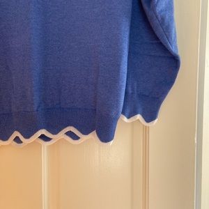 Sweaters | Fun Light Weight Periwinkle Sweater With White Piping | Poshmark
